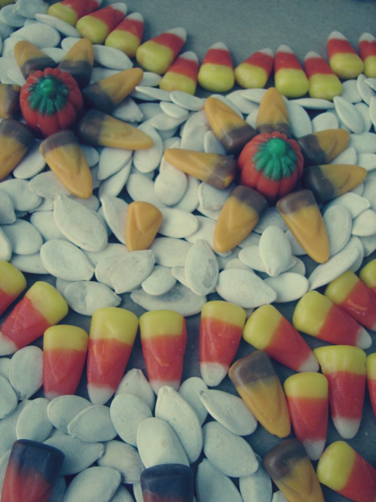 Candy Corn Owl - Blue Purple and Scarlett