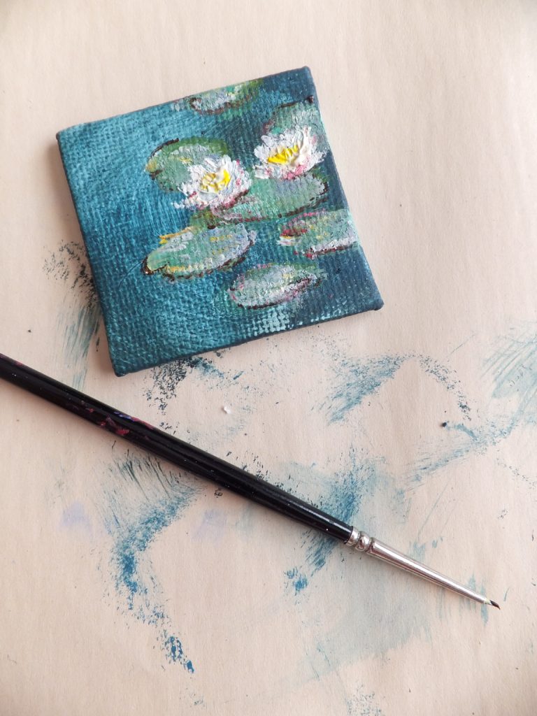 Miniature Monet Paintings - Blue Purple and Scarlett